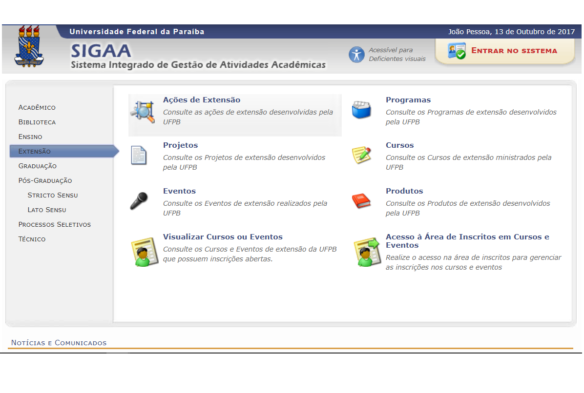 SIGAA ganha nova funcionalidade no módulo extensão | Universidade ...